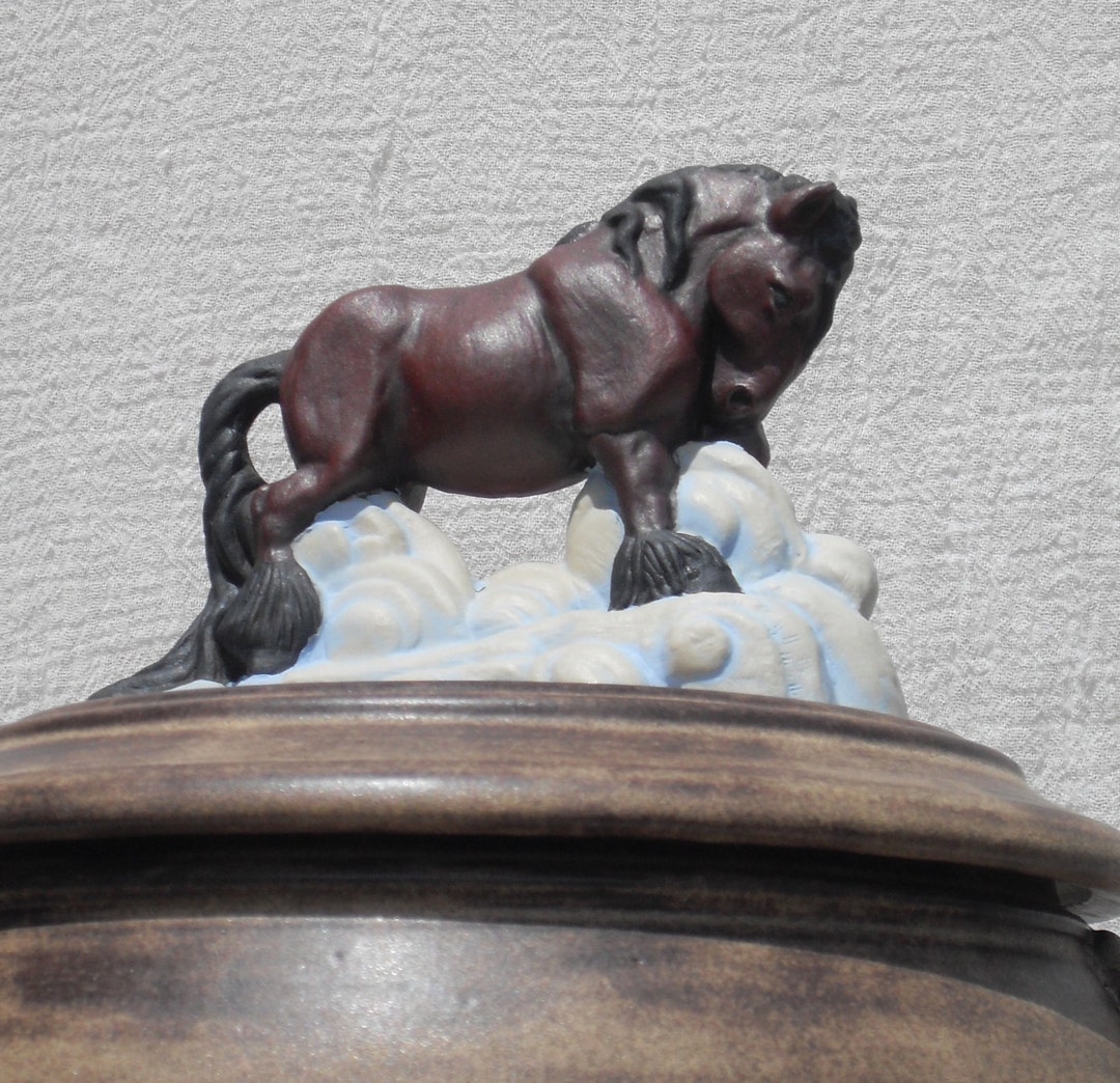 Dark Bay Draft Horse in the Clouds Jar - Etsy