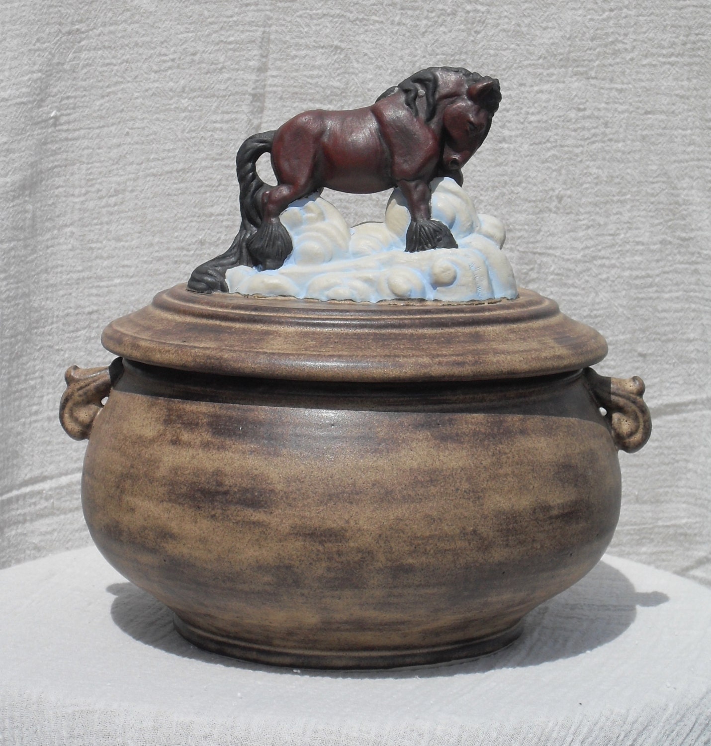 Dark Bay Draft Horse in the Clouds Jar - Etsy