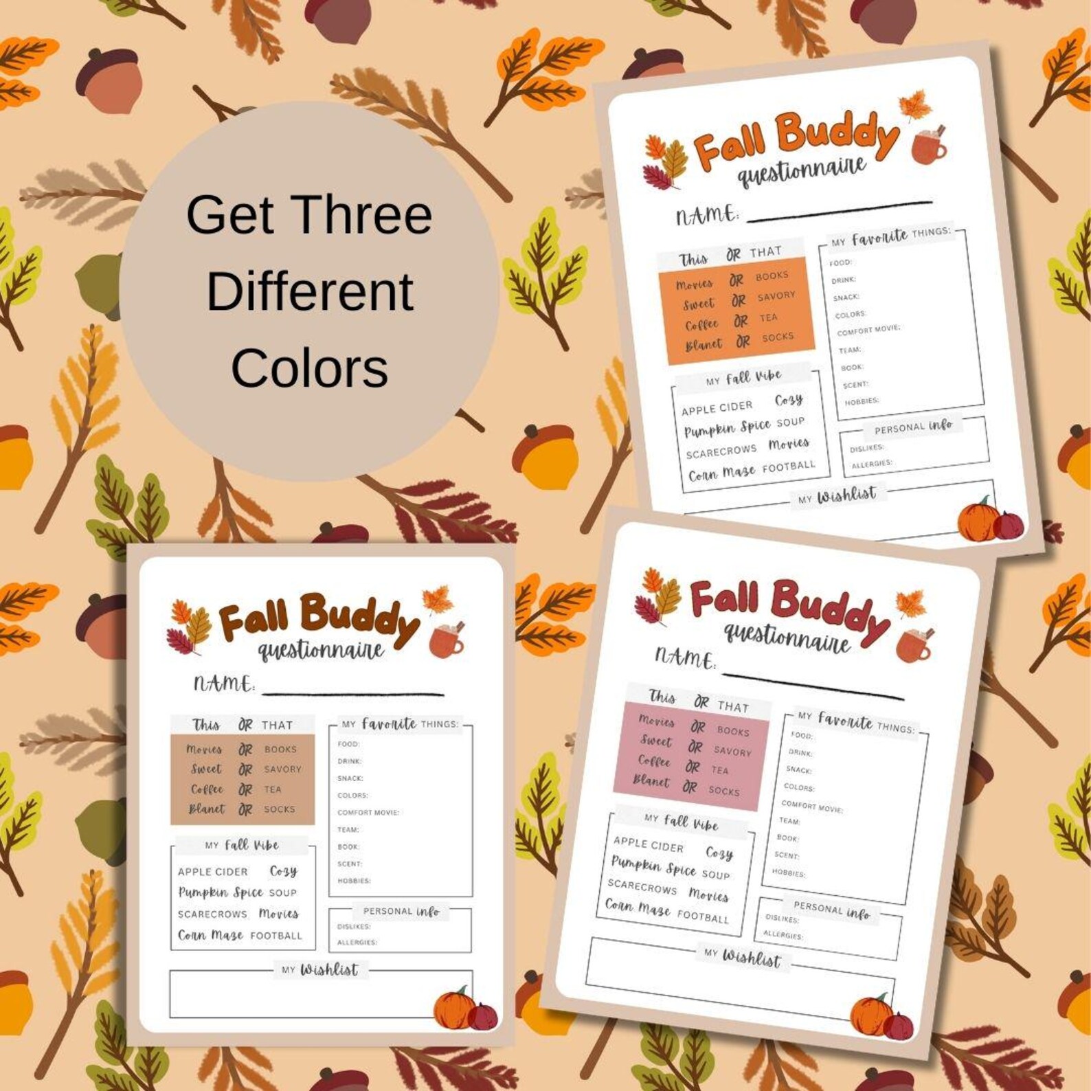 Fall Buddy Questionnaire - Etsy