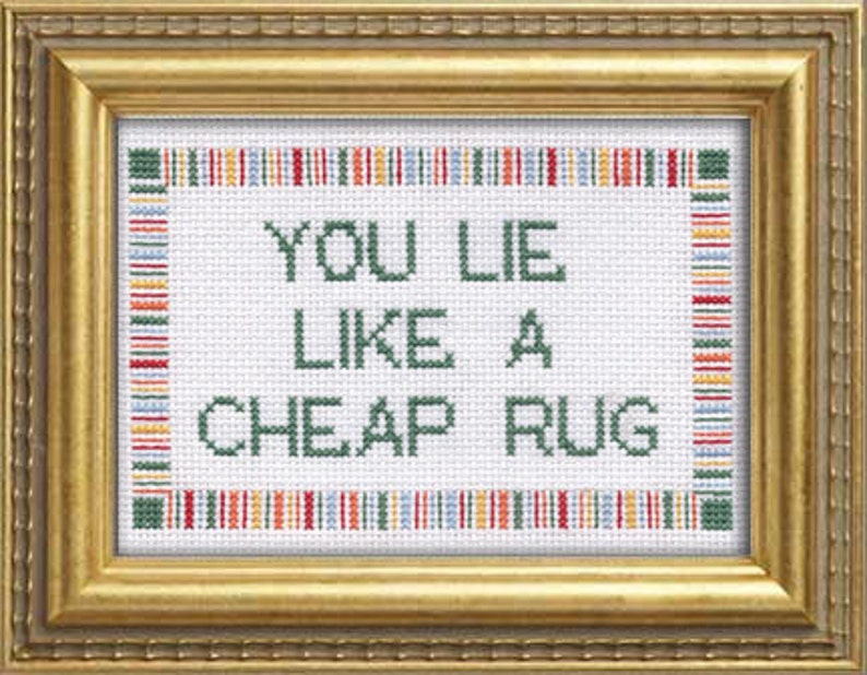 Subversive Cross Stitch PDF Pattern: You Lie Like A Cheap Rug - Etsy