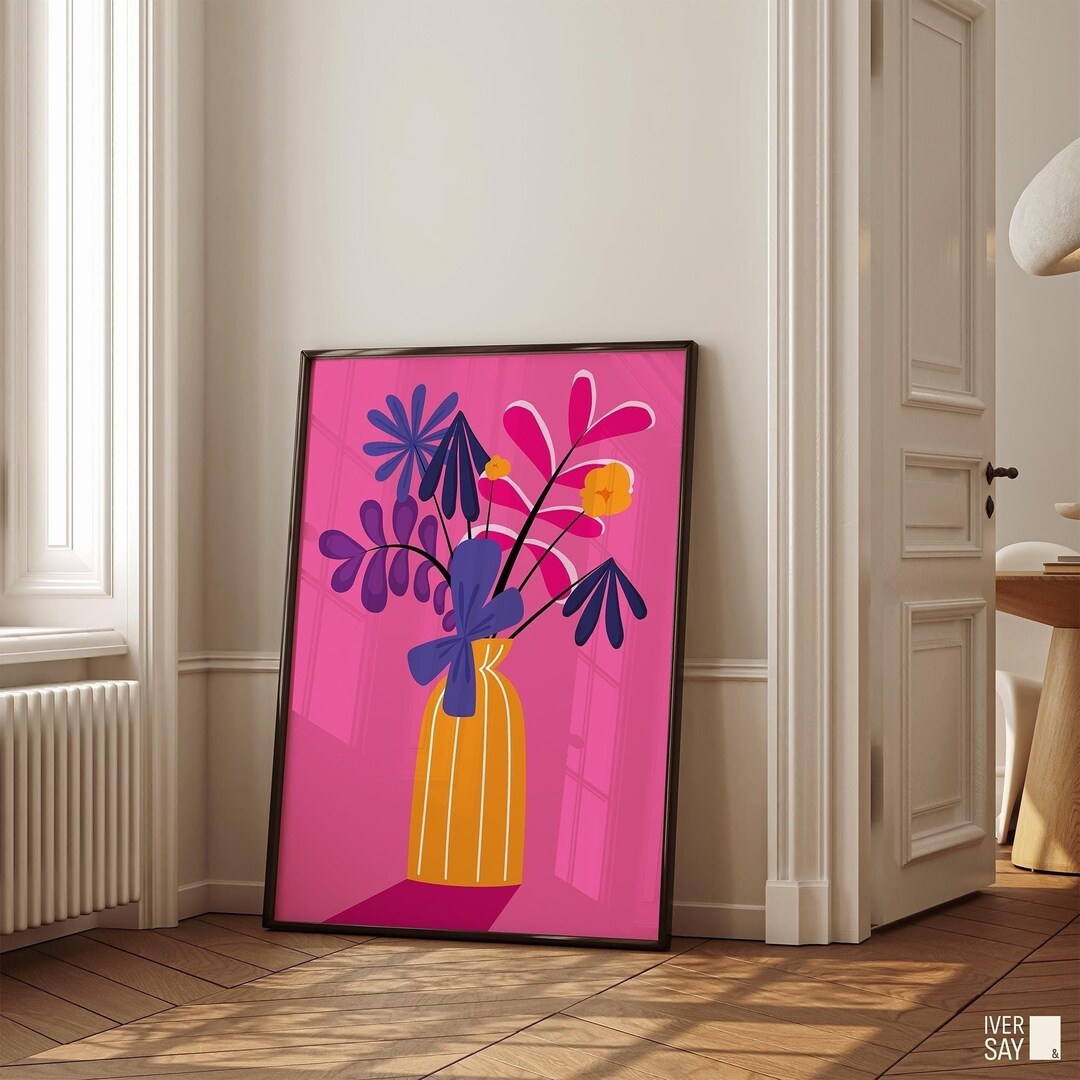 Pink Flowers Poster Instant Download Printable Trendy Floral Digital ...