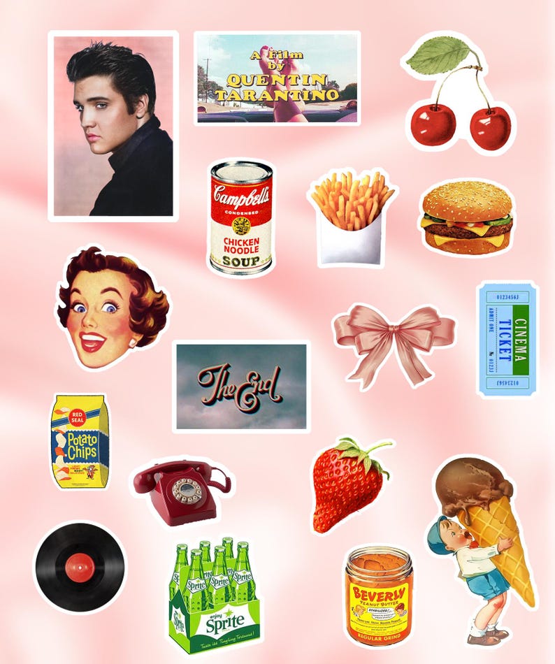 1950s Retro Sticker Pack, Pinterest Aesthetic Sticker Pack, Old ...