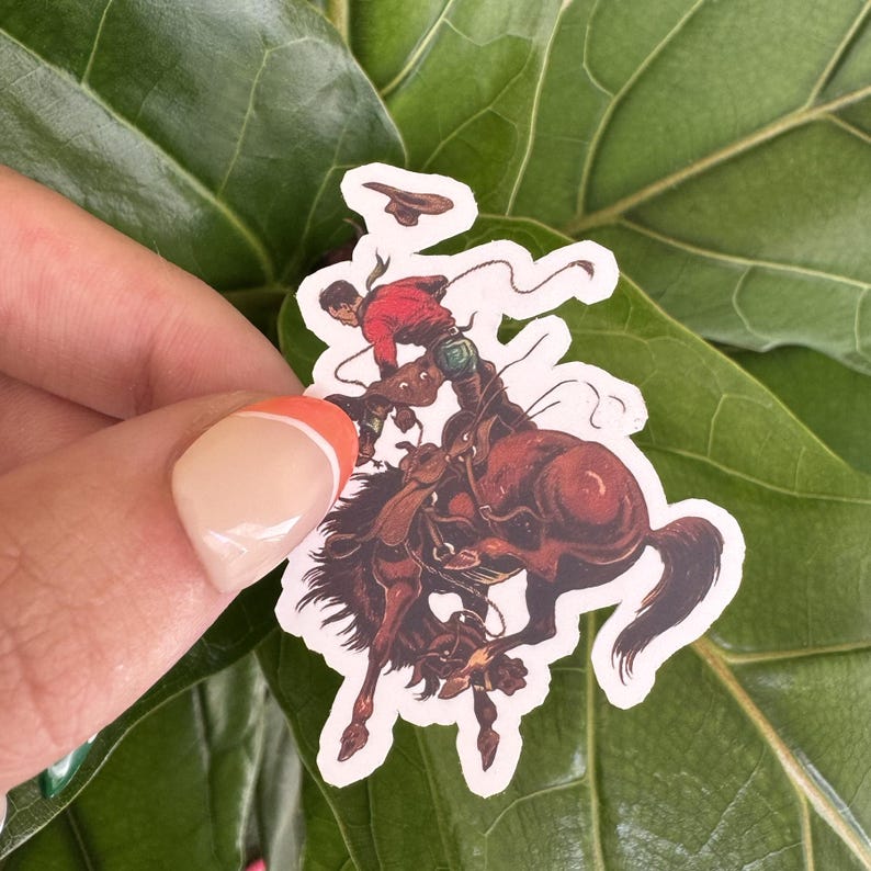 Cowboy Sticker, Vintage Retro Sticker for Laptop, Wild West Sticker ...