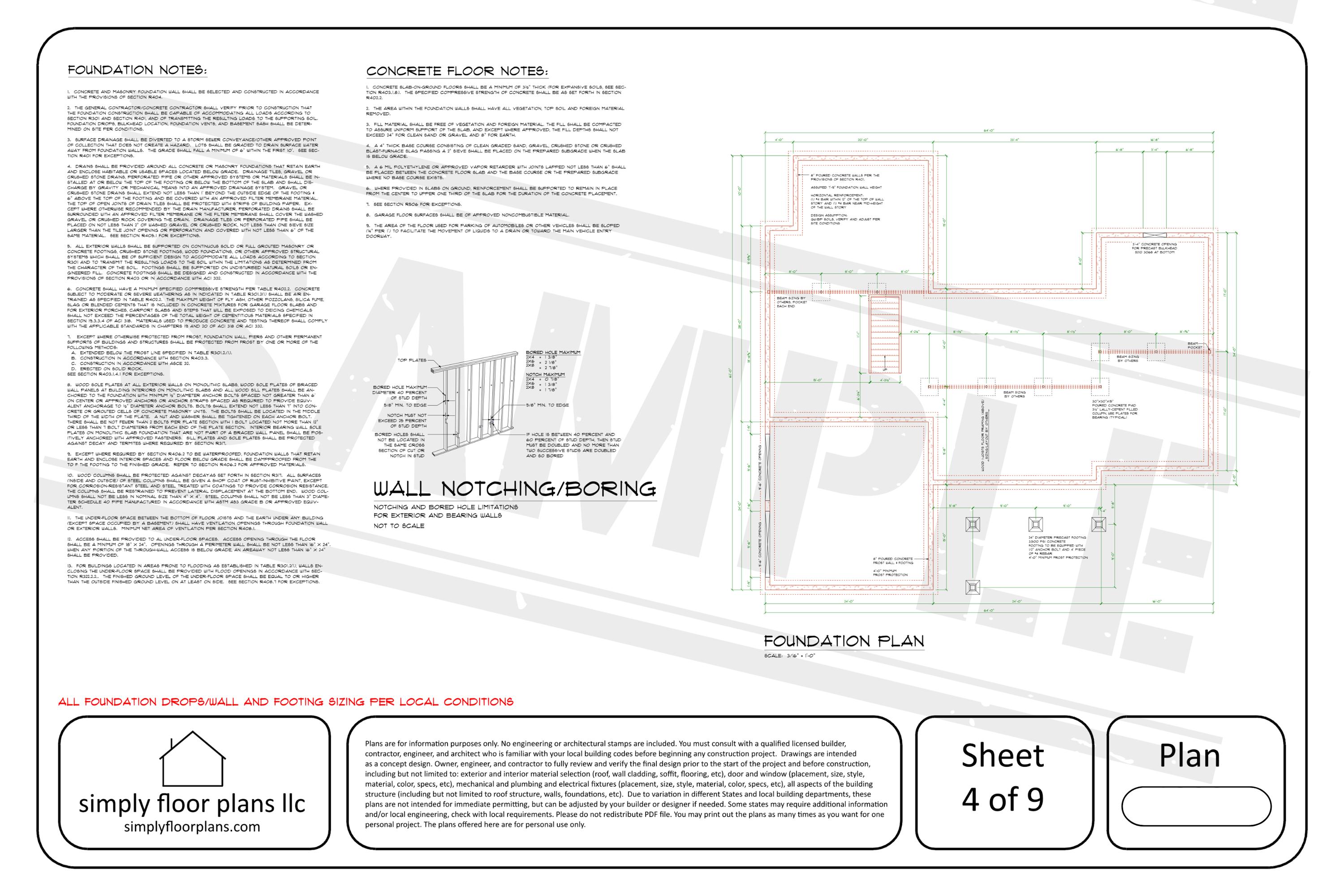3 Bedroom Cape House Plan- Construction Plans - Building Plans ...