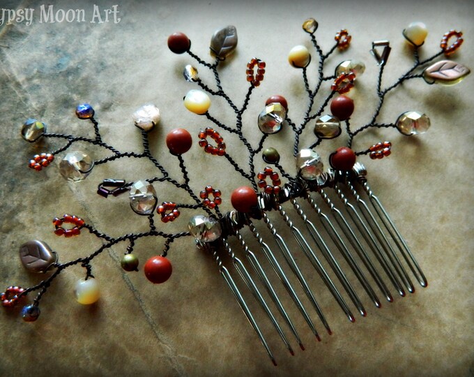 Wire Wrapped Hair Comb. Autumn Harvest Colors Bridal Hair Comb. - Etsy