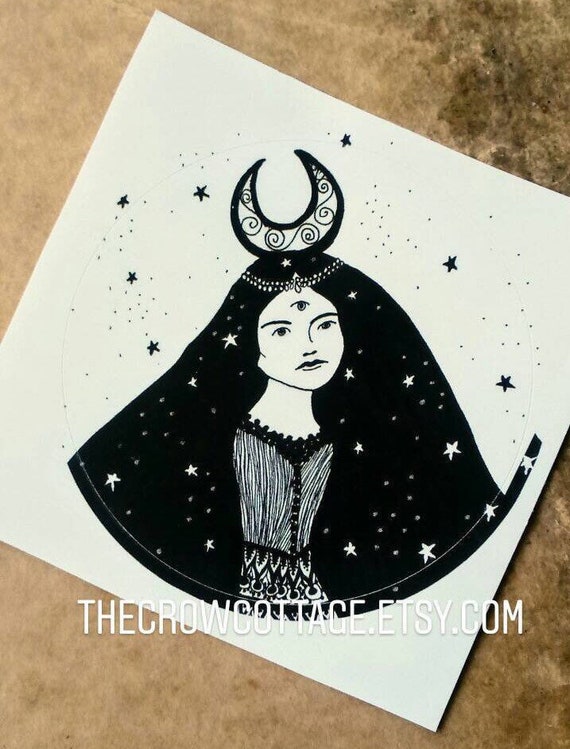 Goddess Sticker. Moon Goddess Laptop Stickers. | Etsy