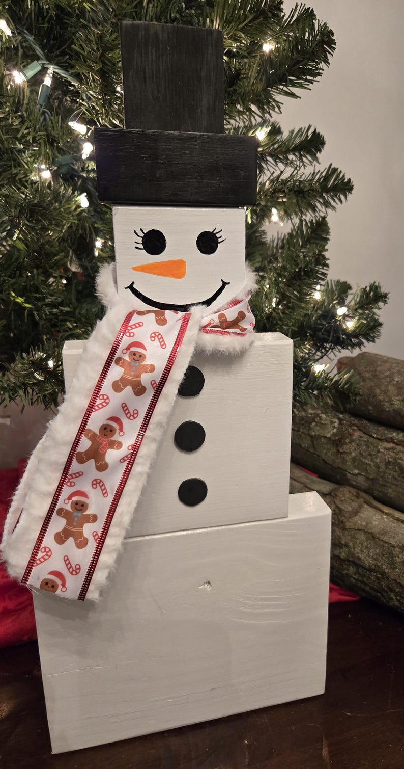 Adorable Handmade and Hand Painted Solid Wood Snowmen - Etsy