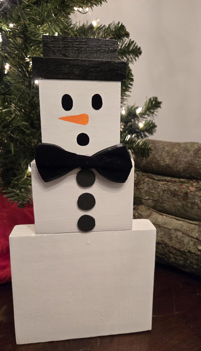 Adorable Handmade and Hand Painted Solid Wood Snowmen - Etsy