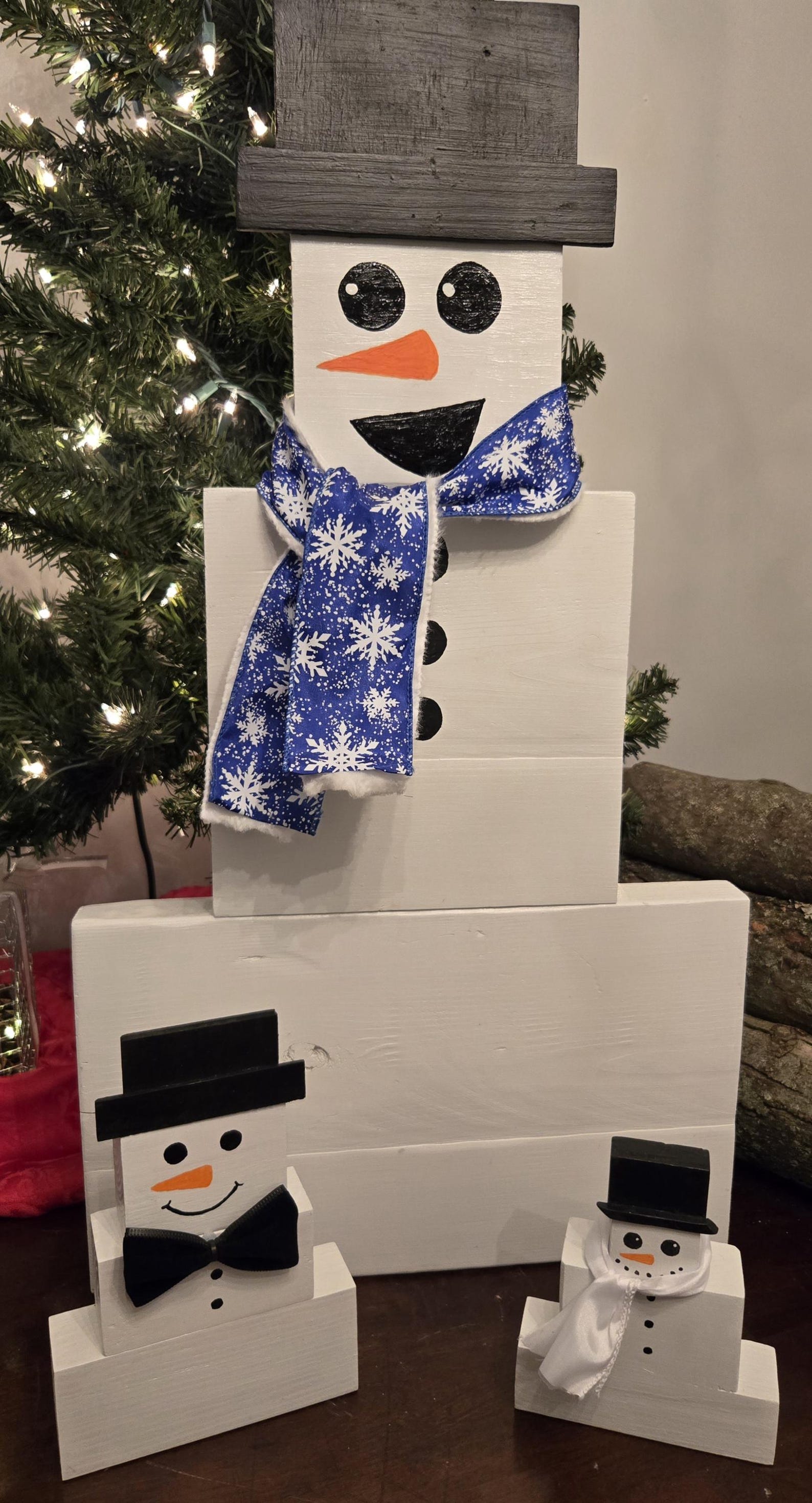 Adorable Handmade and Hand Painted Solid Wood Snowmen - Etsy