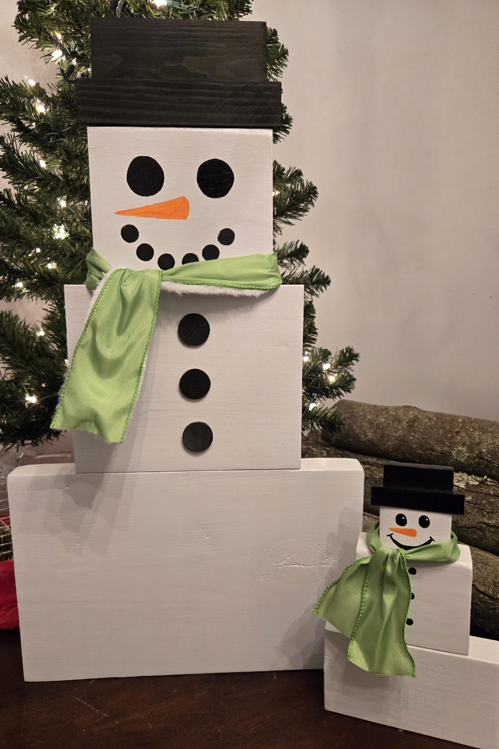 Adorable Handmade and Hand Painted Solid Wood Snowmen - Etsy