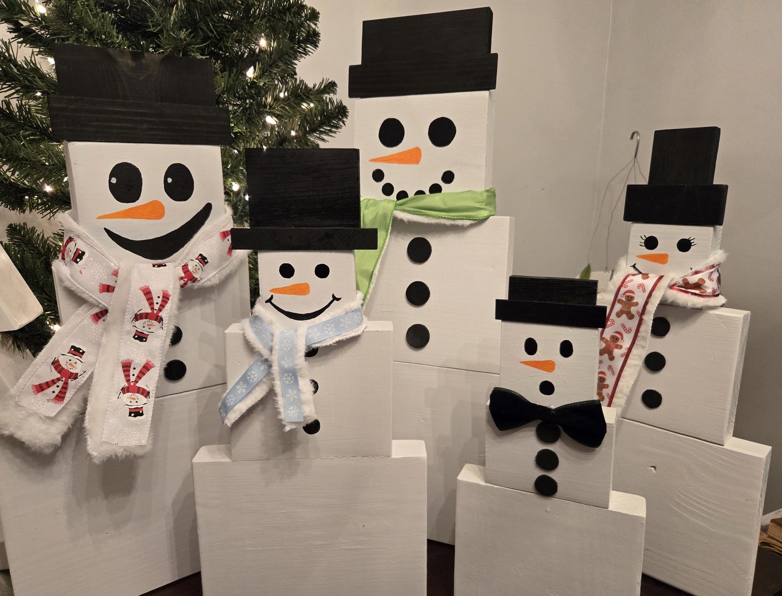 Adorable Handmade and Hand Painted Solid Wood Snowmen - Etsy