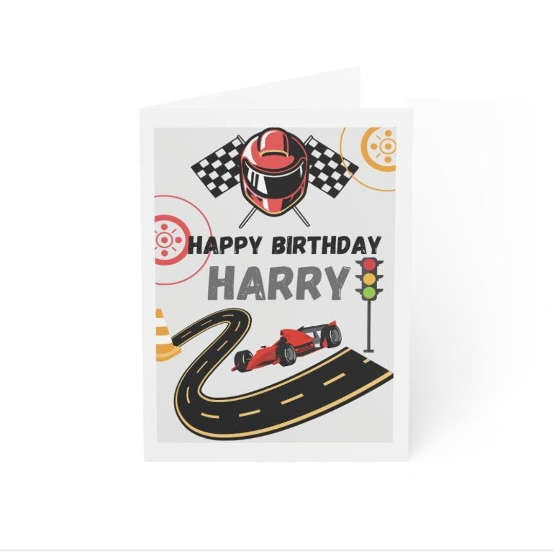 Race Car Birthday Card Print – Personalised & Customisable | Instant ...