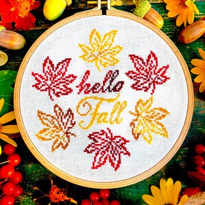 HELLO FALL Variegated Cross Stitch Pattern PDF by Sunflowercrossstitch ...