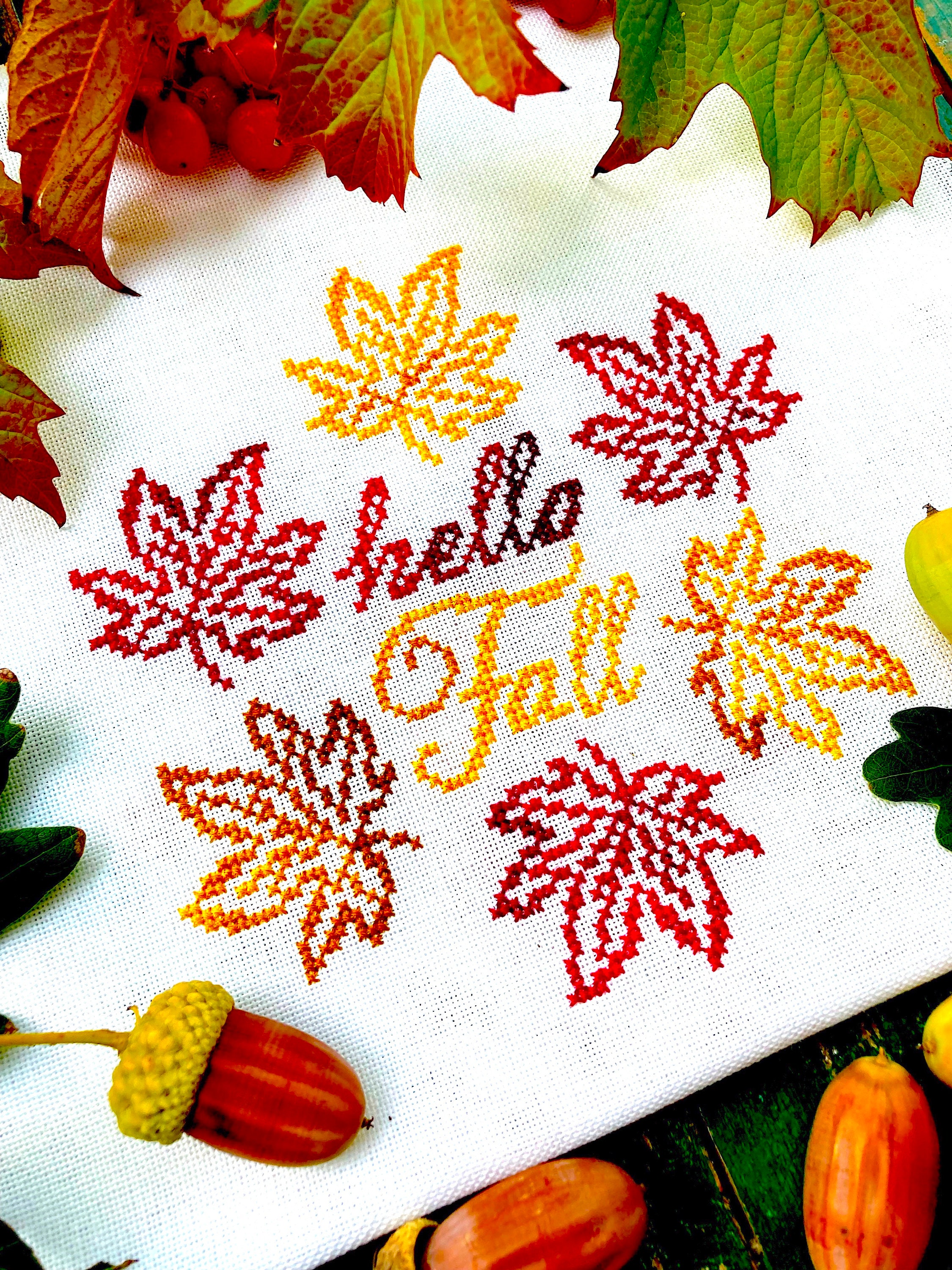 HELLO FALL Variegated Cross Stitch Pattern PDF by Sunflowercrossstitch ...