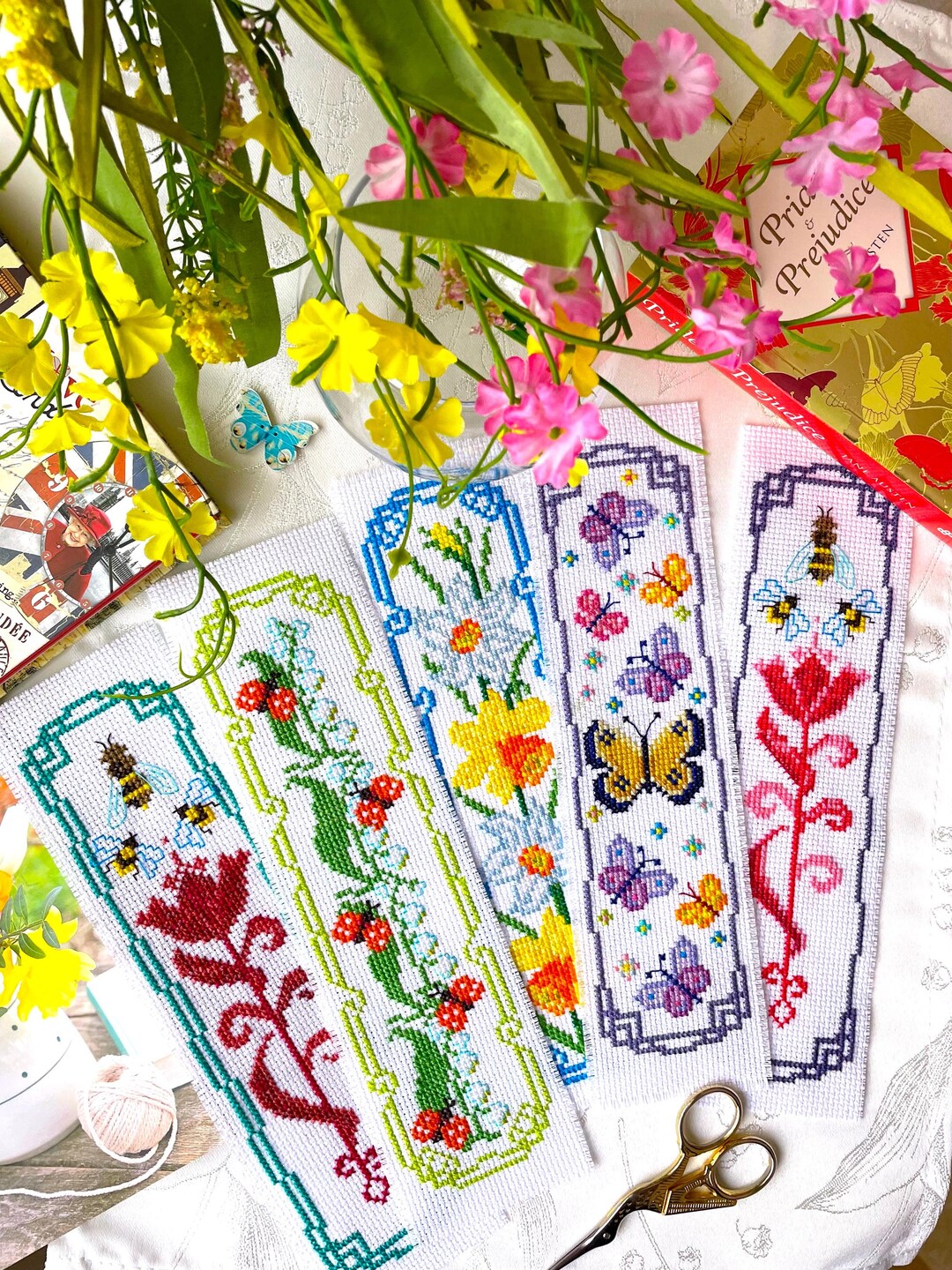 Set of 5 SPRING BOOKMARKS Cross Stitch Pattern PDF by ...