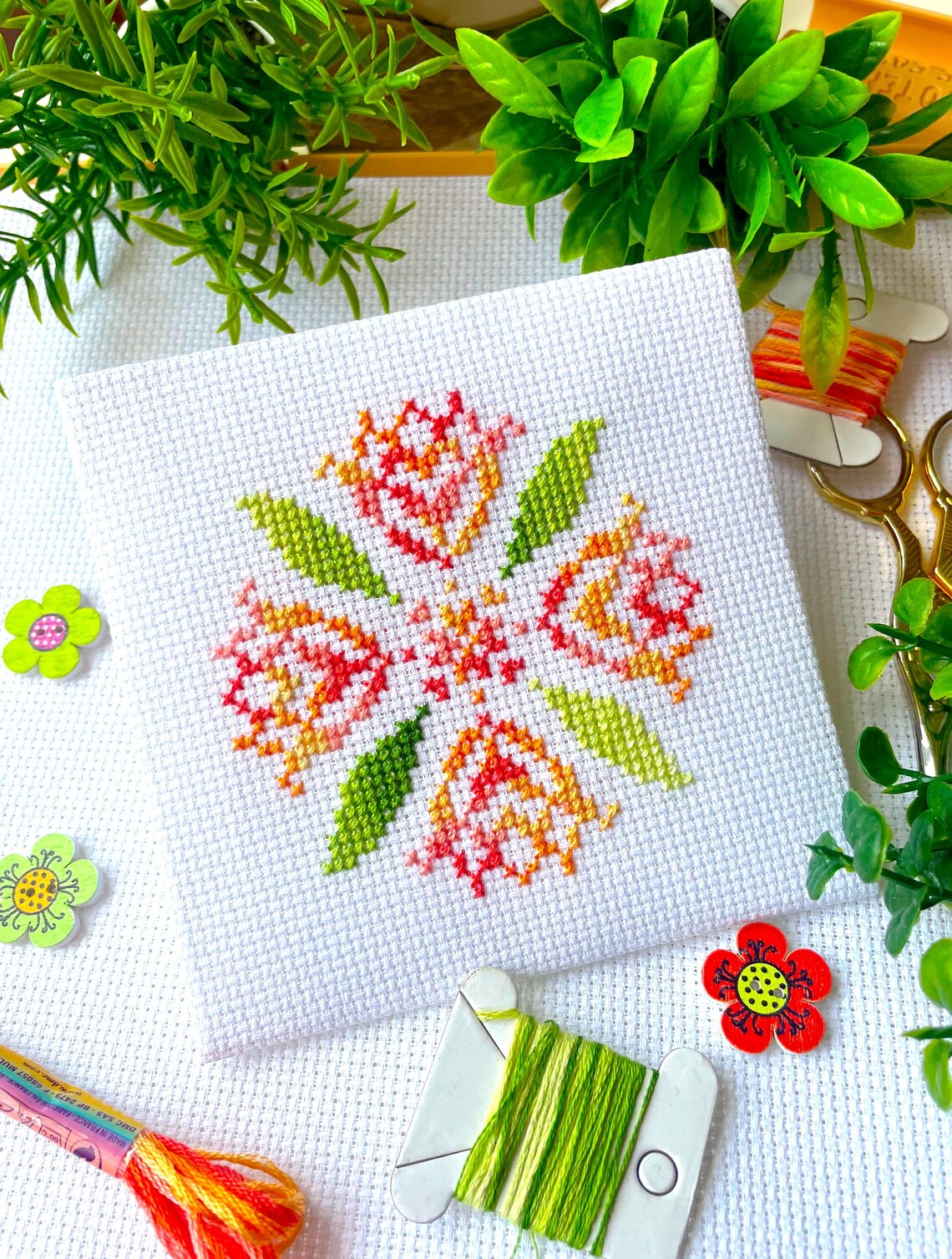 Variegated LACY TULIP MANDALA Cross Stitch Pattern Pdf by ...