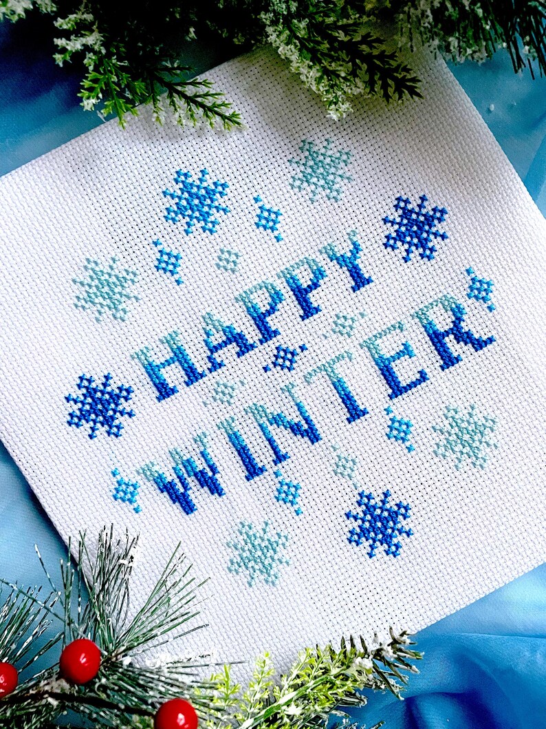 HAPPY WINTER Cross Stitch Pattern PDF by Sunflowercrossstitch ...