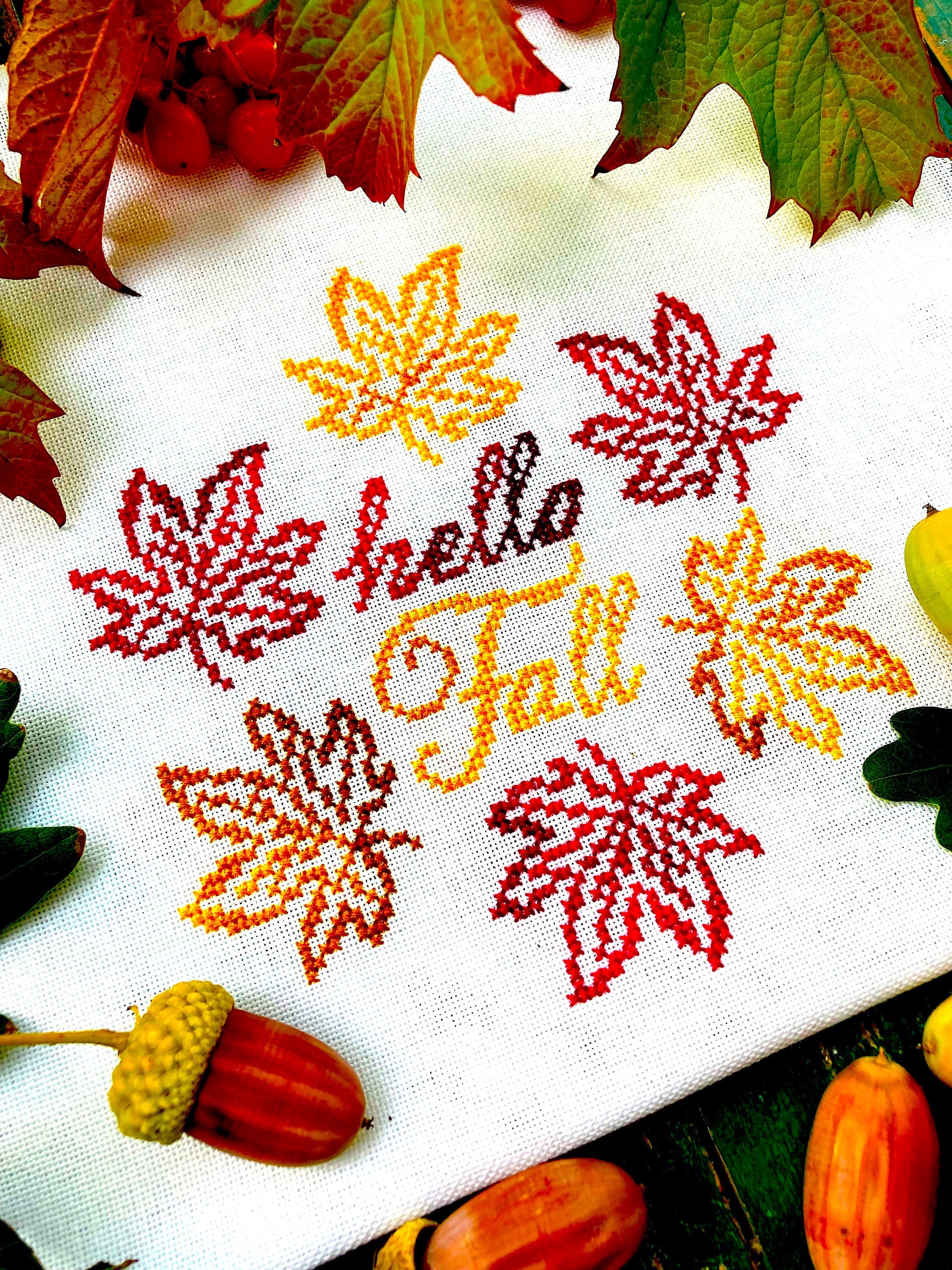 HELLO FALL Variegated Cross Stitch Pattern PDF by Sunflowercrossstitch ...