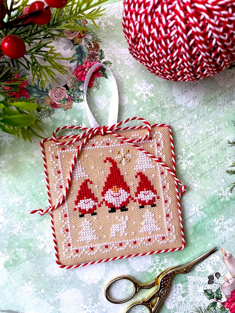 Set of 4 CHRISTMAS GNOMES Ornaments Cross Stitch Patterns PDF by ...