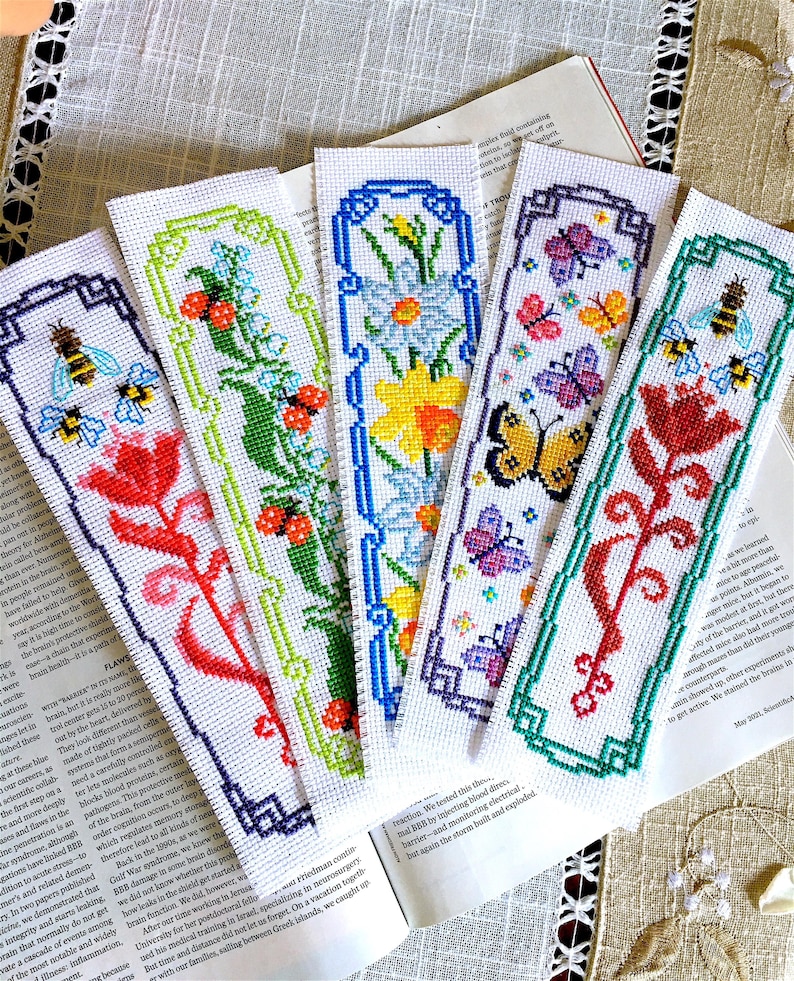 Set of 5 SPRING BOOKMARKS Cross Stitch Pattern PDF by ...