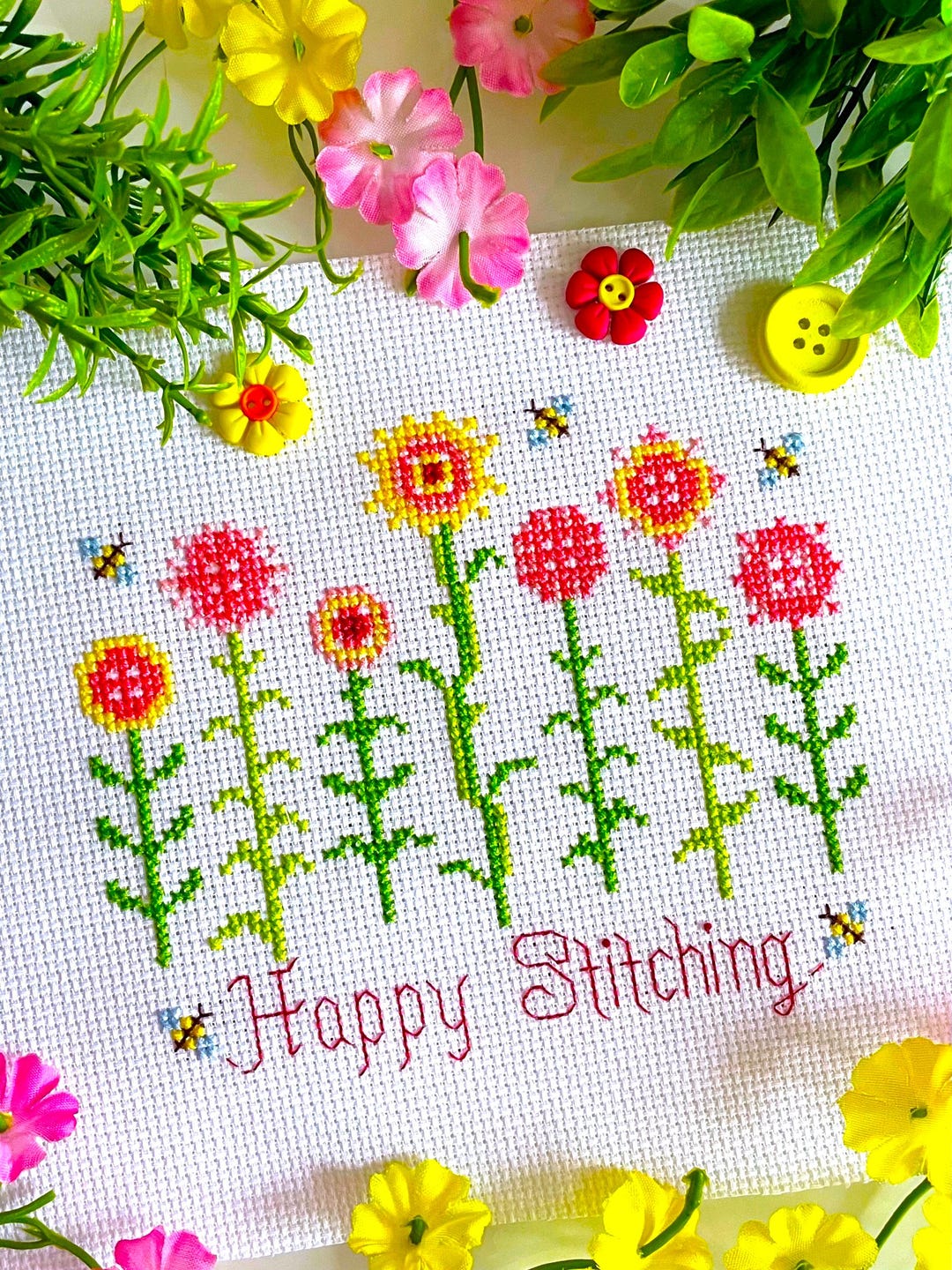 BUTTON FLOWERS Cross Stitch Pattern PDF by Crossstitchingforfun ...