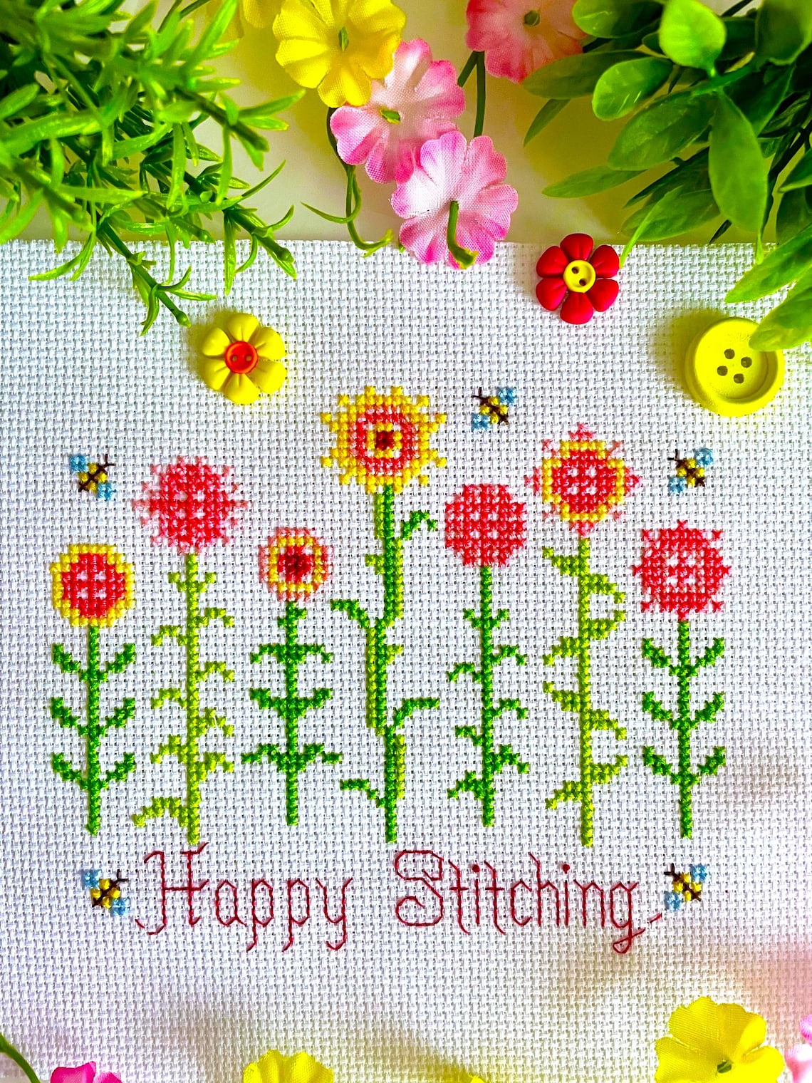 BUTTON FLOWERS Cross Stitch Pattern PDF by Crossstitchingforfun ...