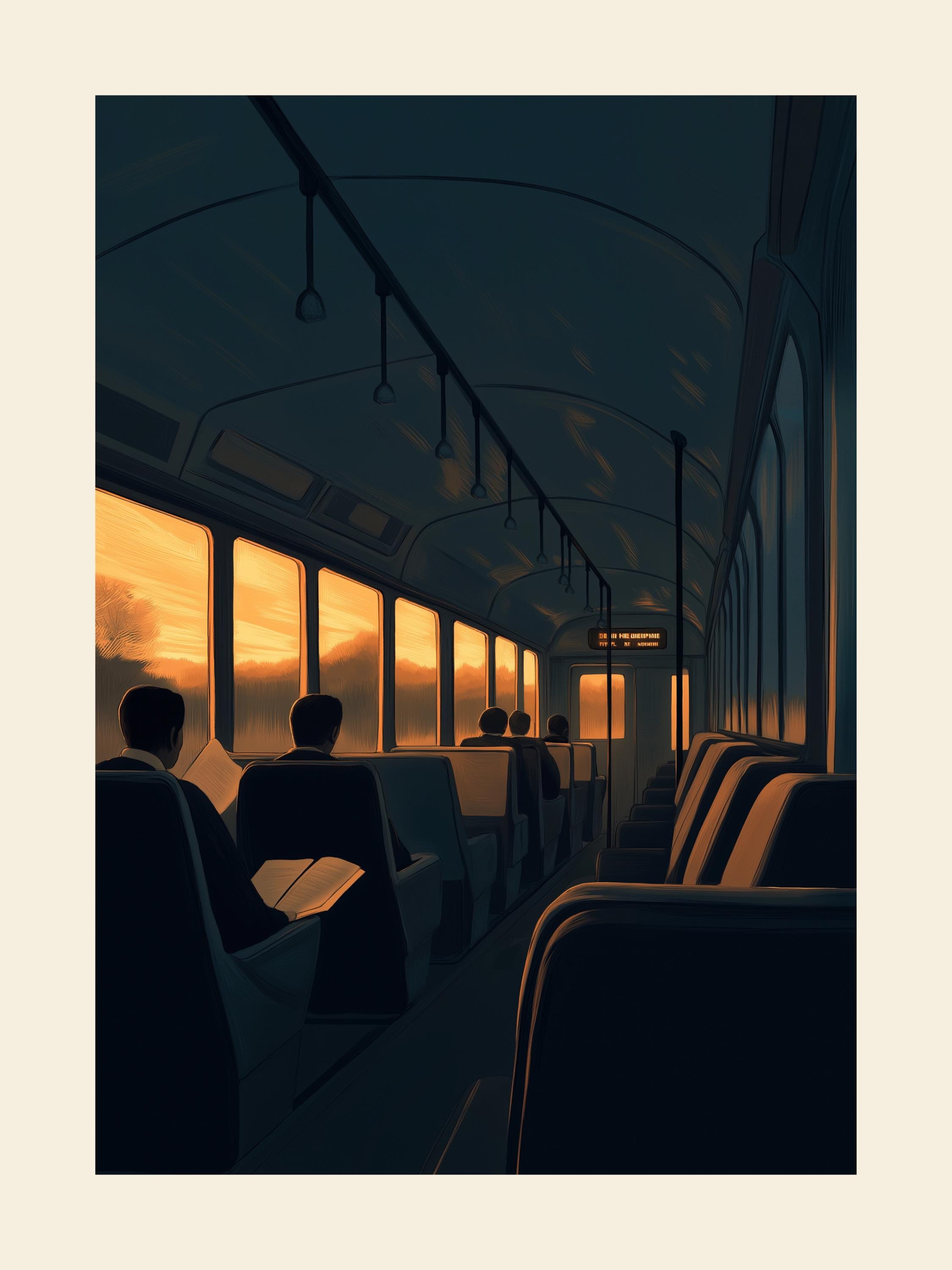 Homebound: Edward Hopper-inspired Train Ride Scene With Passengers at ...