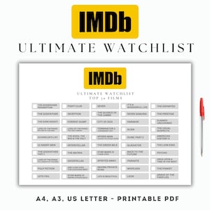 IMDB Top 50 Movie Watchlist Printable PDF Checklist Essential Films ...