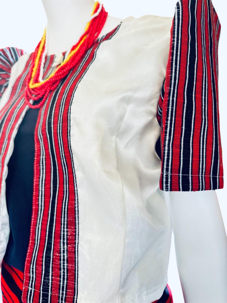 Filipiniana Bolero Igorot Top Formal Cultural Design Bolero White Red FILIPINO IGOROT Blouse ...