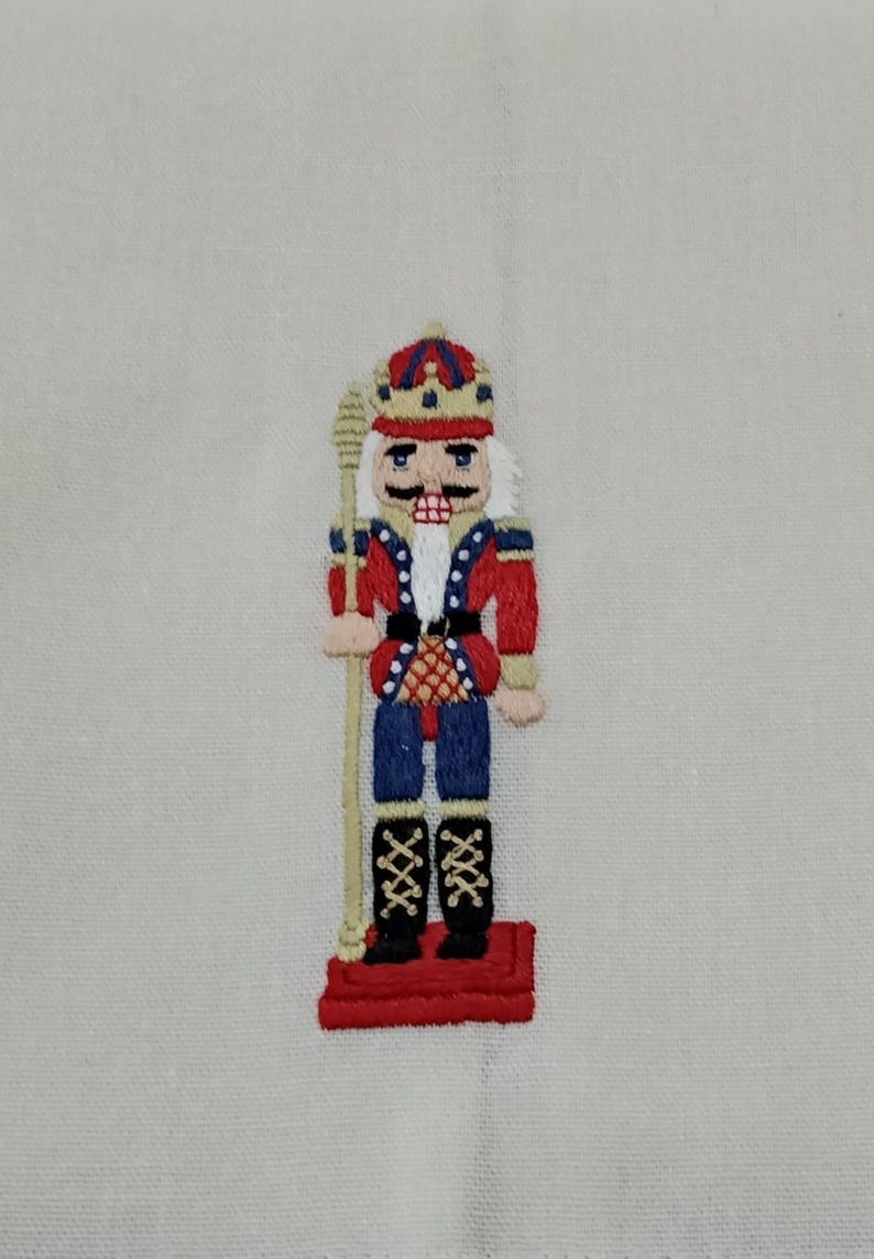 Festive Christmas Nutcracker Hand Towel, Embroidered Linen Towel, Soft ...