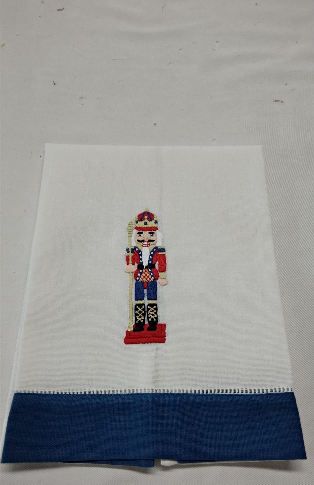 Festive Christmas Nutcracker Hand Towel, Embroidered Linen Towel, Soft ...