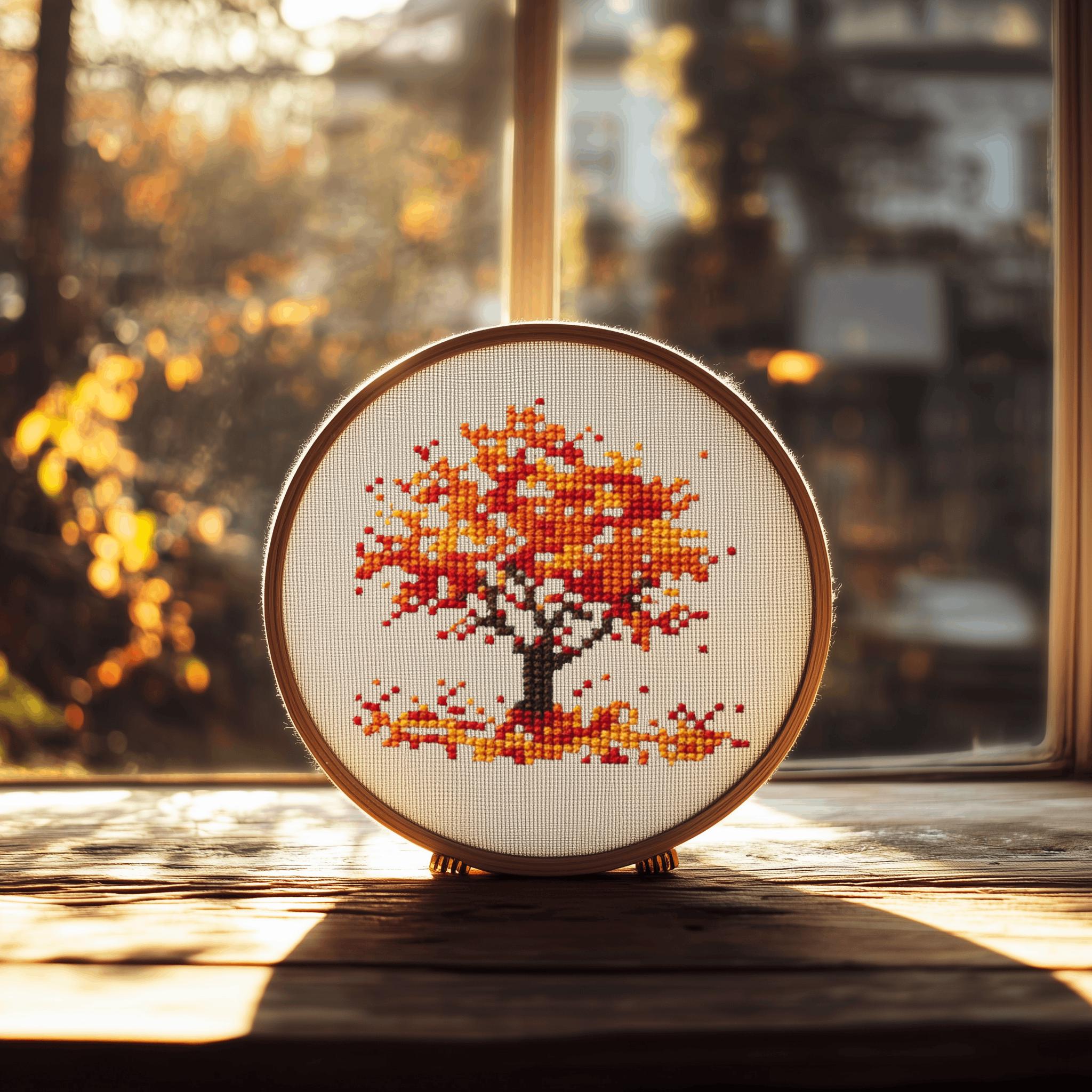 Autumn Tree Cross Stitch Pattern - Small and Easy - PDF Pattern - Etsy