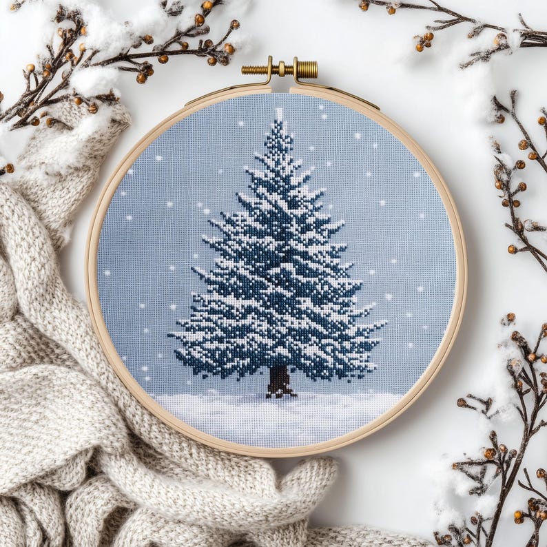 Winter Tree Cross Stitch Pattern – Easy Christmas Tree PDF Download - Etsy