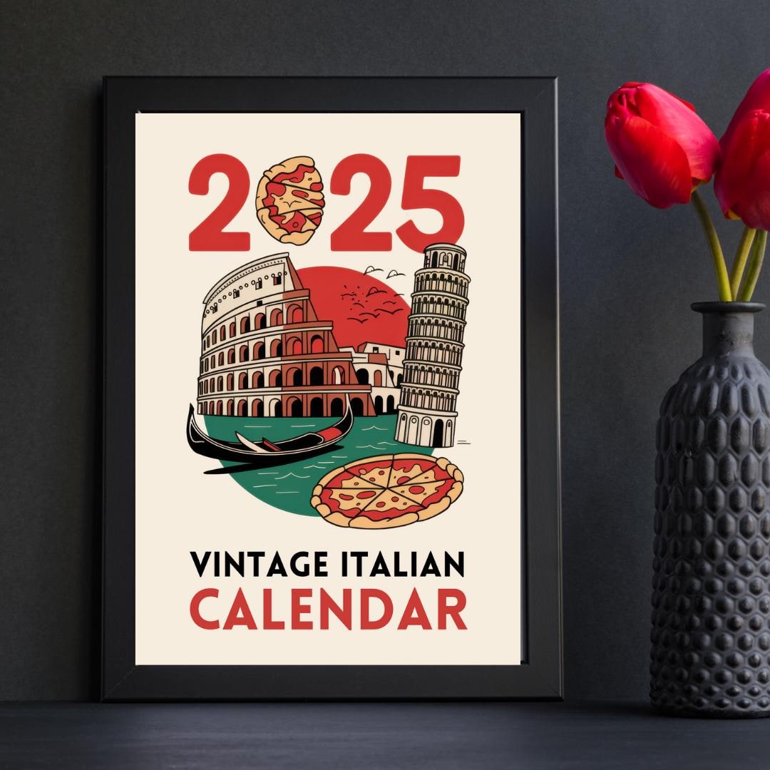 Vintage Italian Calendar, Instant Download, DIY Italian Wall Calendar ...