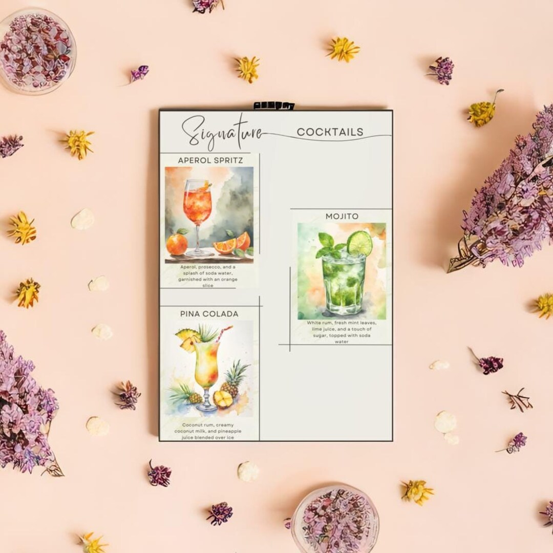 Signature Cocktails Menu Wedding Drinks Menu Drinks Sign Cocktail Menu ...