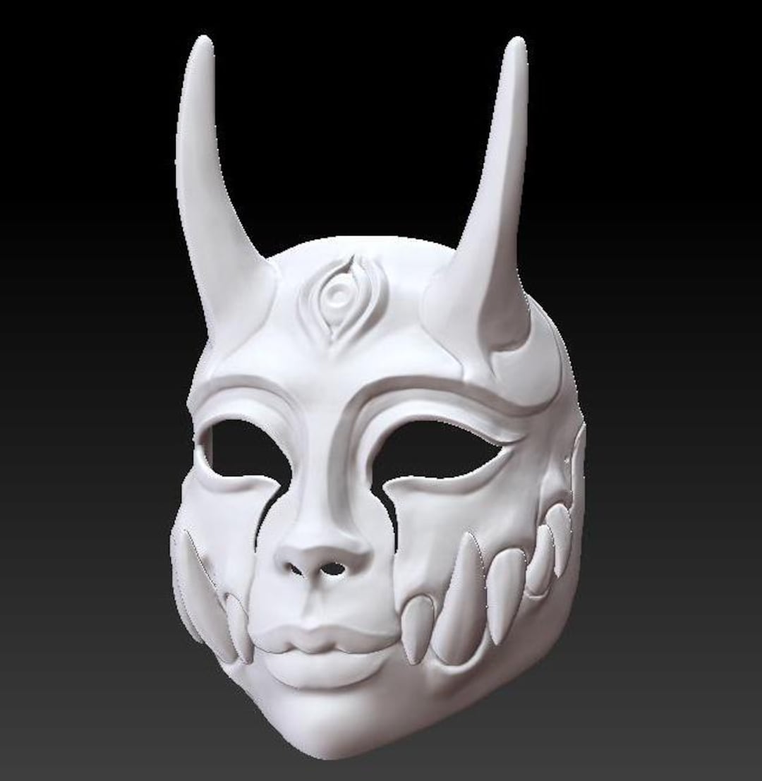 Demon Oni Mask STL File (fem) - Etsy