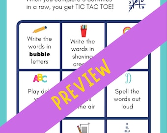 Spelling Homework Activities task Cards, Choice Boards, Tic Tac Toe - Etsy