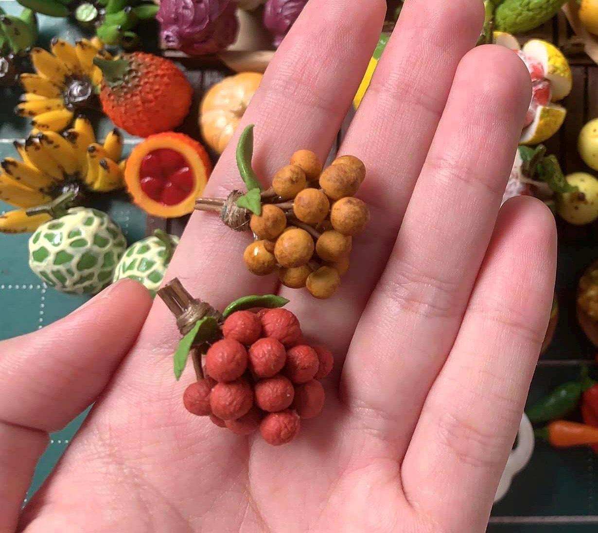 2pcs Miniature Lychee Fruit Vegetable, Miniatures Doll House, Gift Mom ...
