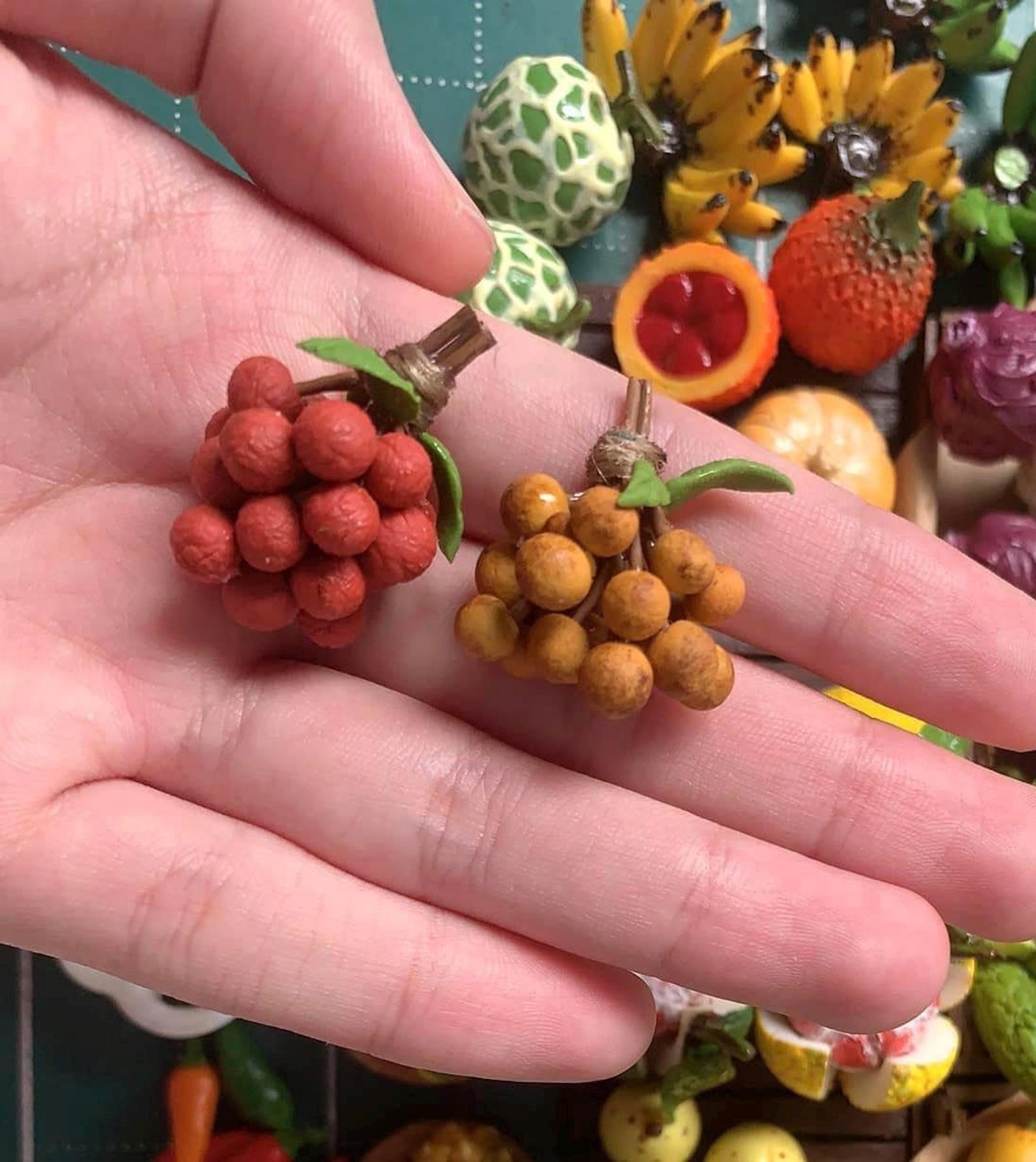 2pcs Miniature Lychee Fruit Vegetable, Miniatures Doll House, Gift Mom ...
