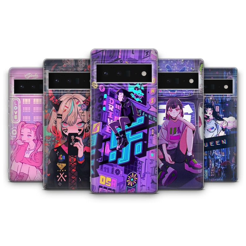 Anime Girl Phone Case Cyberpunk Futuristic Neon Cover for iPhone 17 Air ...