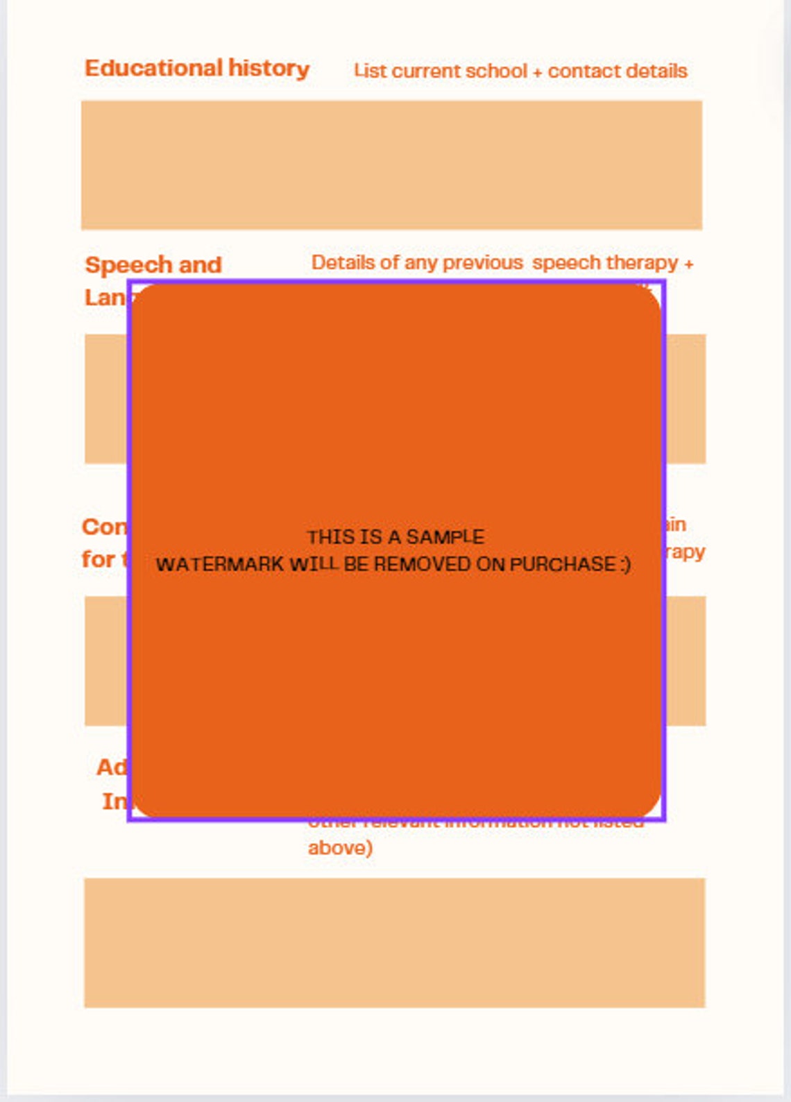 Speech Therapy Resources, Speech Pathology Case History Form, Case ...
