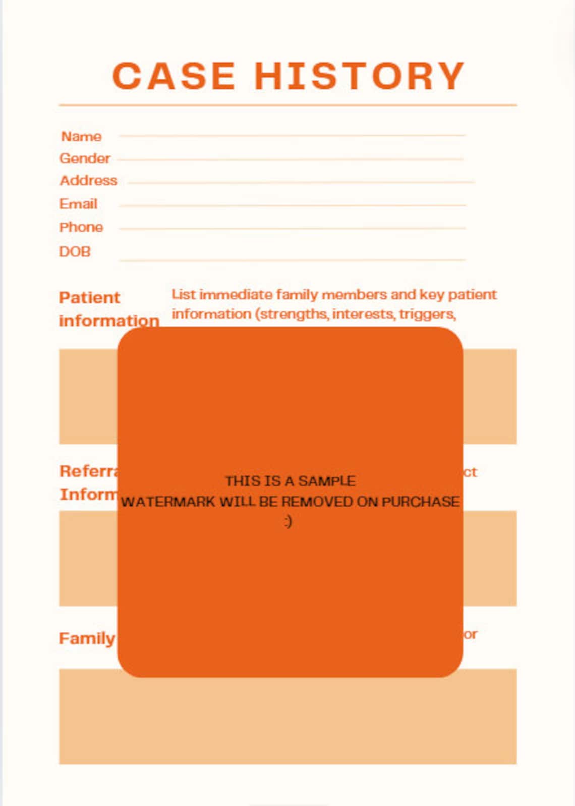 Speech Therapy Resources, Speech Pathology Case History Form, Case ...