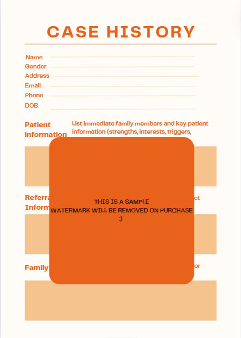 Speech Therapy Resources, Speech Pathology Case History Form, Case ...