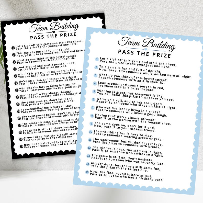 Pass the Prize Team Building Game: Office Party Activity (printable PDF ...