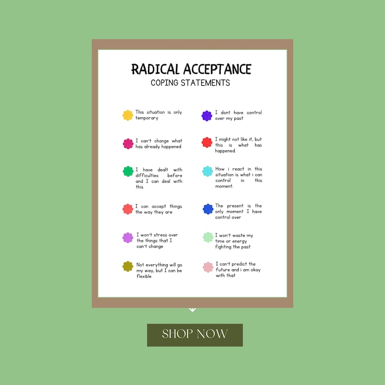 Radical Acceptance Poster: DBT Affirmations, Therapist Office Decor ...