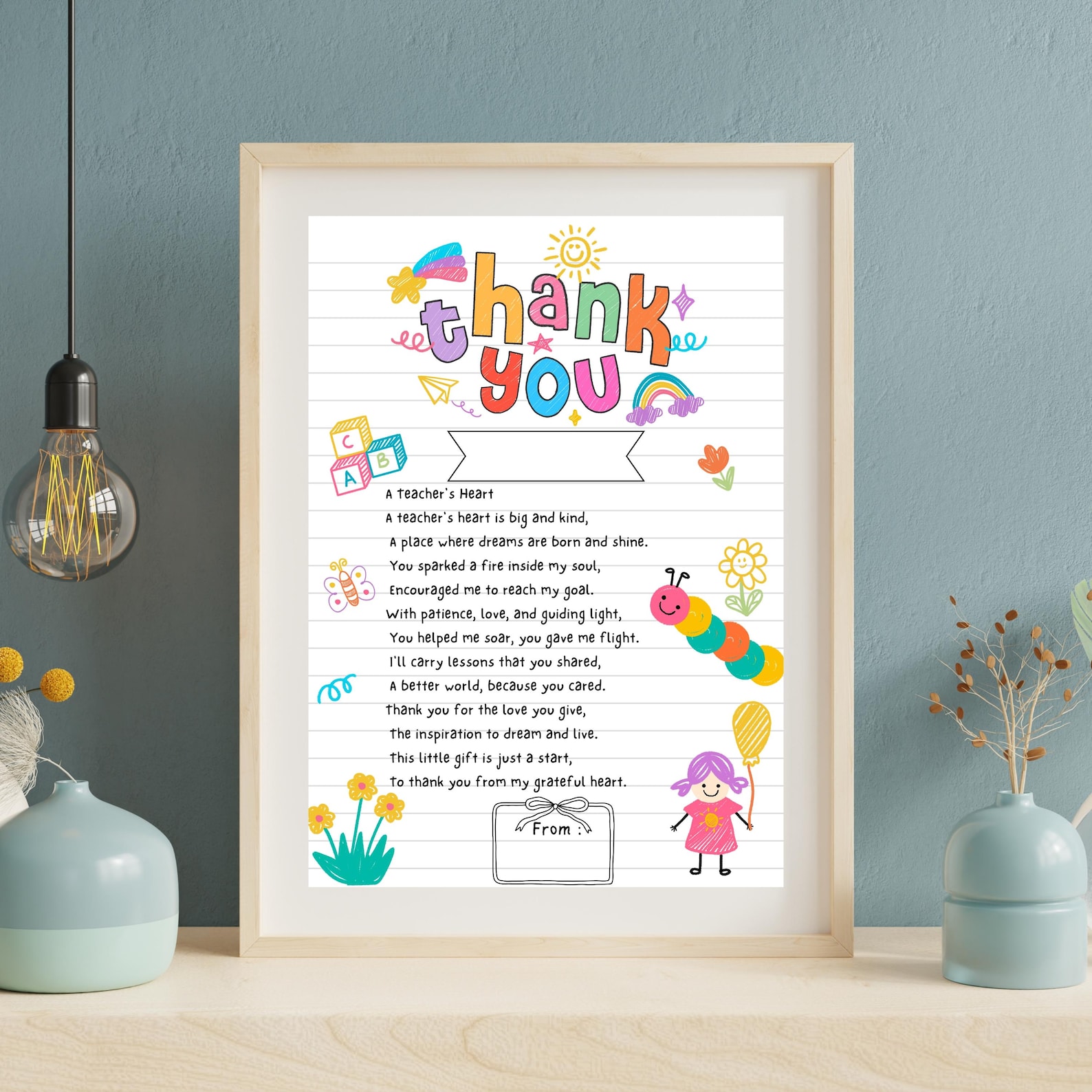 Thank You Teacher Poem Printable | Teacher Appreciation Gift | Instant ...