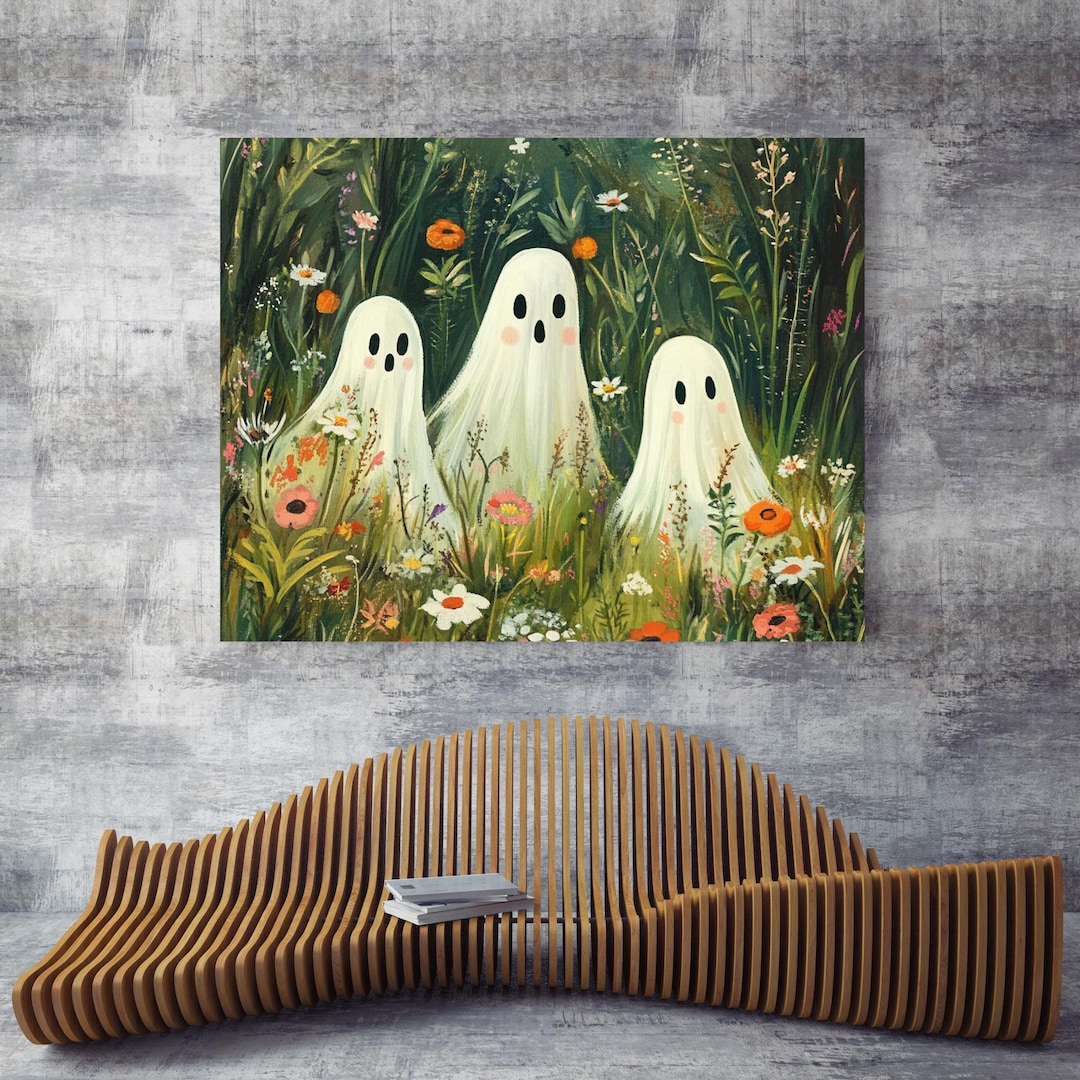 Vintage-inspired Ghosts Art Print | Whimsical Halloween Decor & Spooky ...