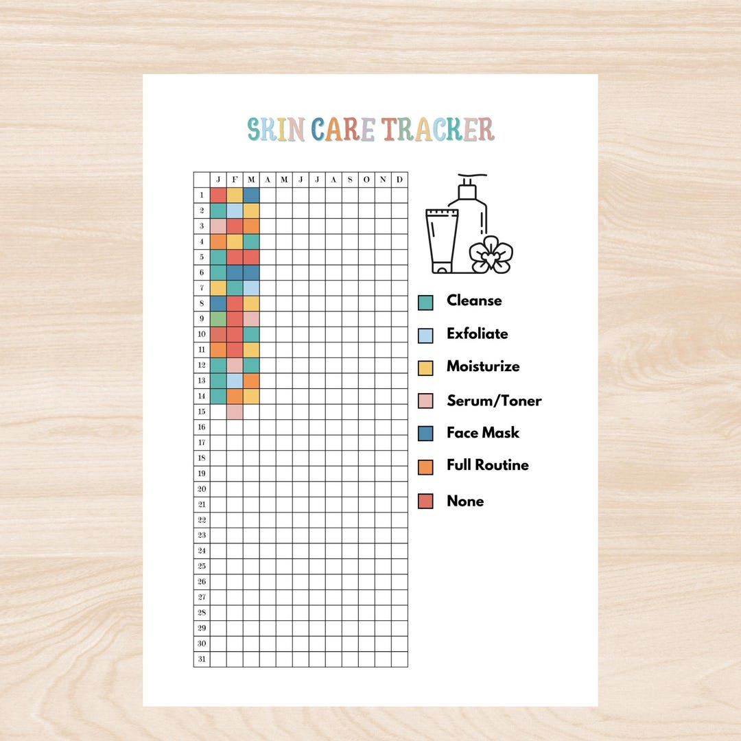 Skin Care Tracker Printable Journal Page Beauty Routine Skincare ...