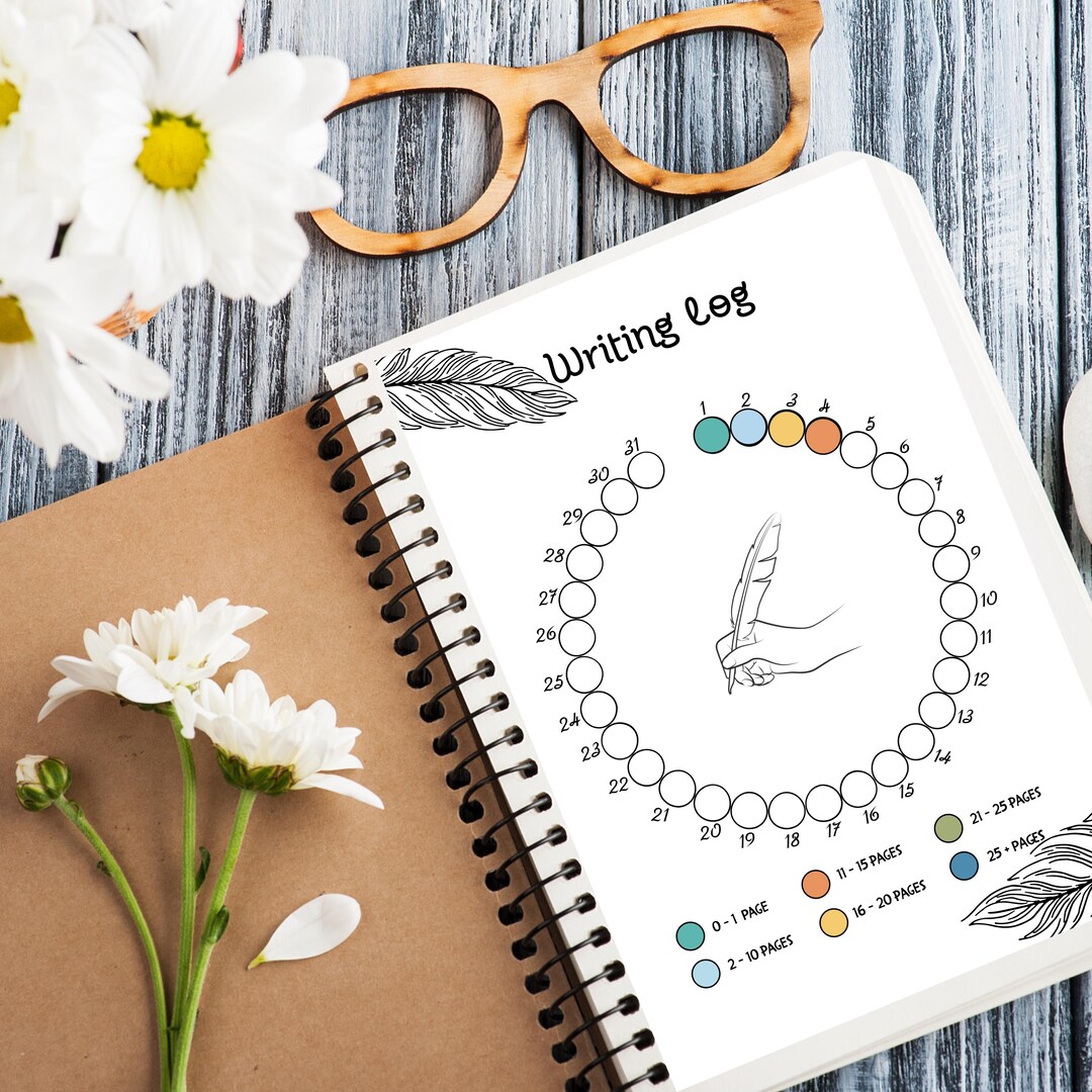 Daily Writing Log | Printable Writing Tracker | Daily & Monthly Writing ...