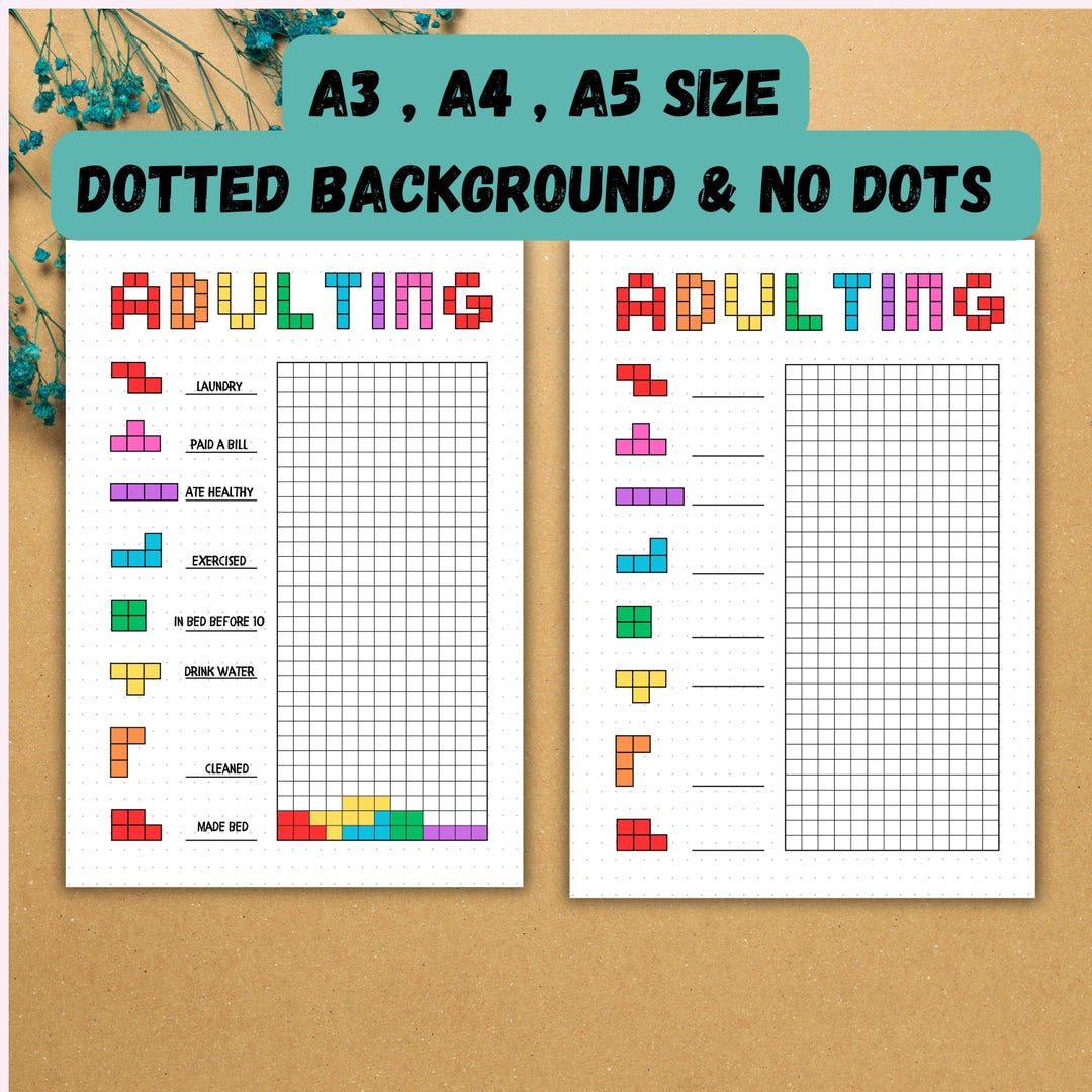 Adulting Tracker Printable Monthly Planner Page Fun Habit & Task ...